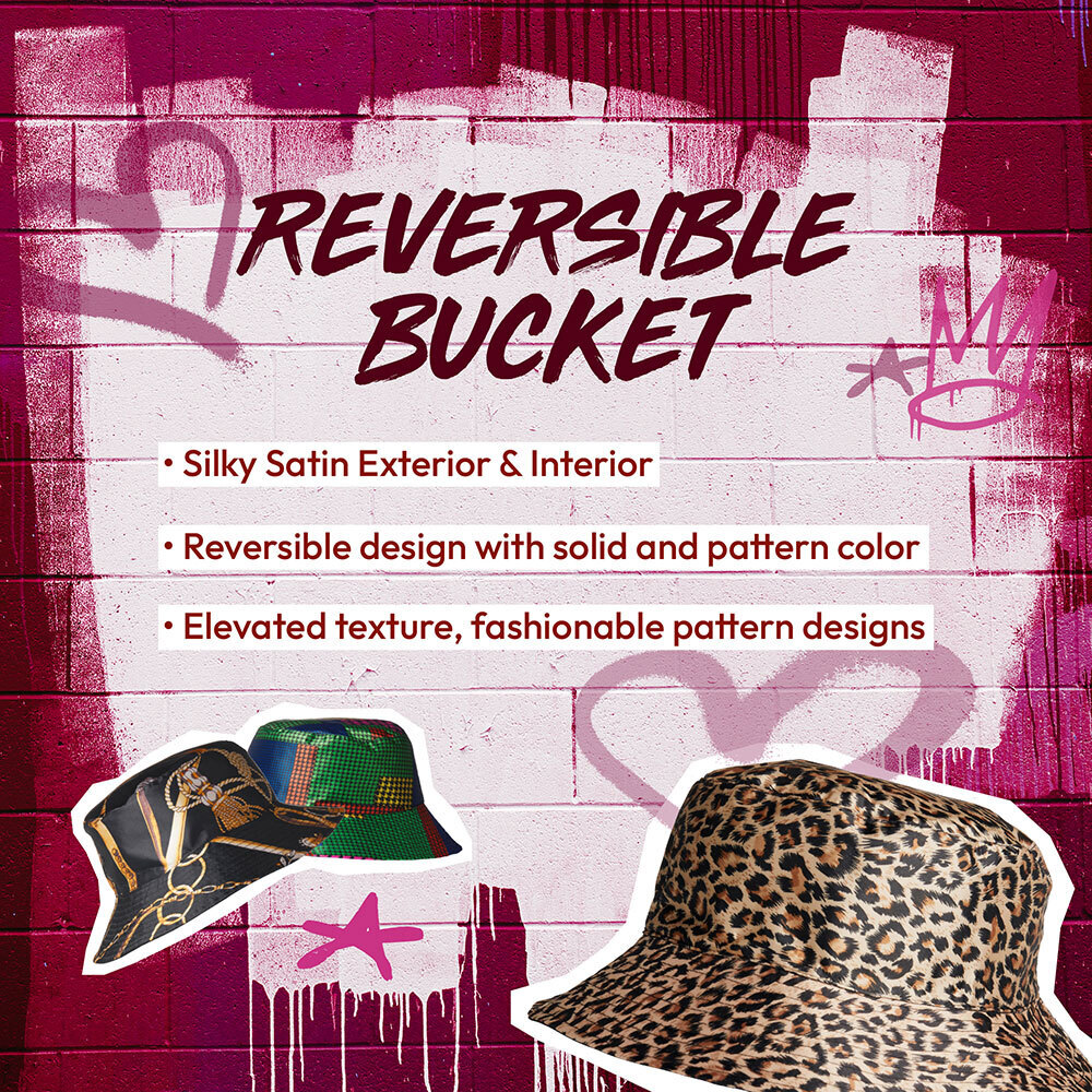 Reversible Satin Bucket Hat - Leopard - Ivy Beauty