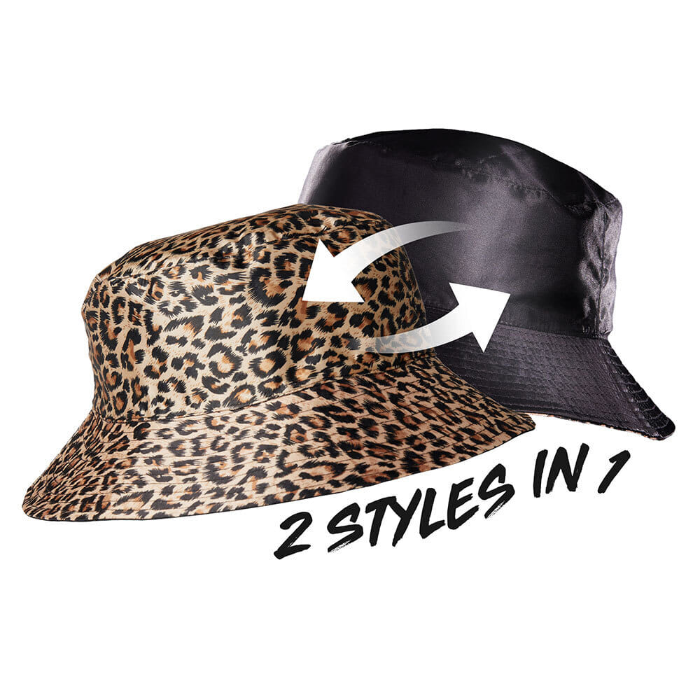 Reversible Satin Bucket Hat - Leopard - Ivy Beauty