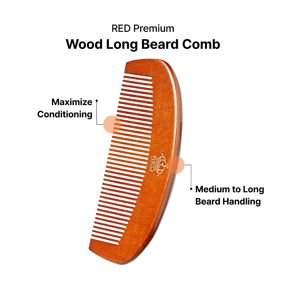 Red by Kiss - Premium Wood Long Beard Comb