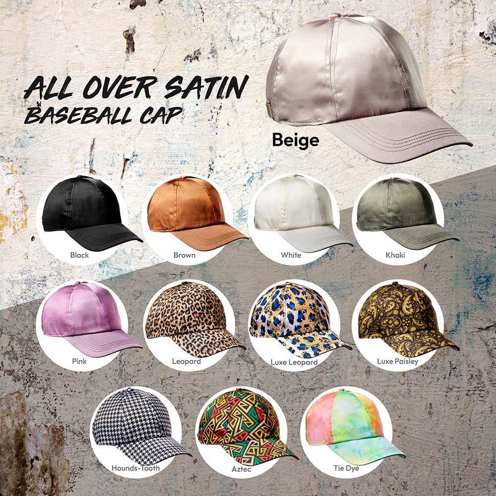 All Over Satin Baseball Cap - Beige - Ivy Beauty