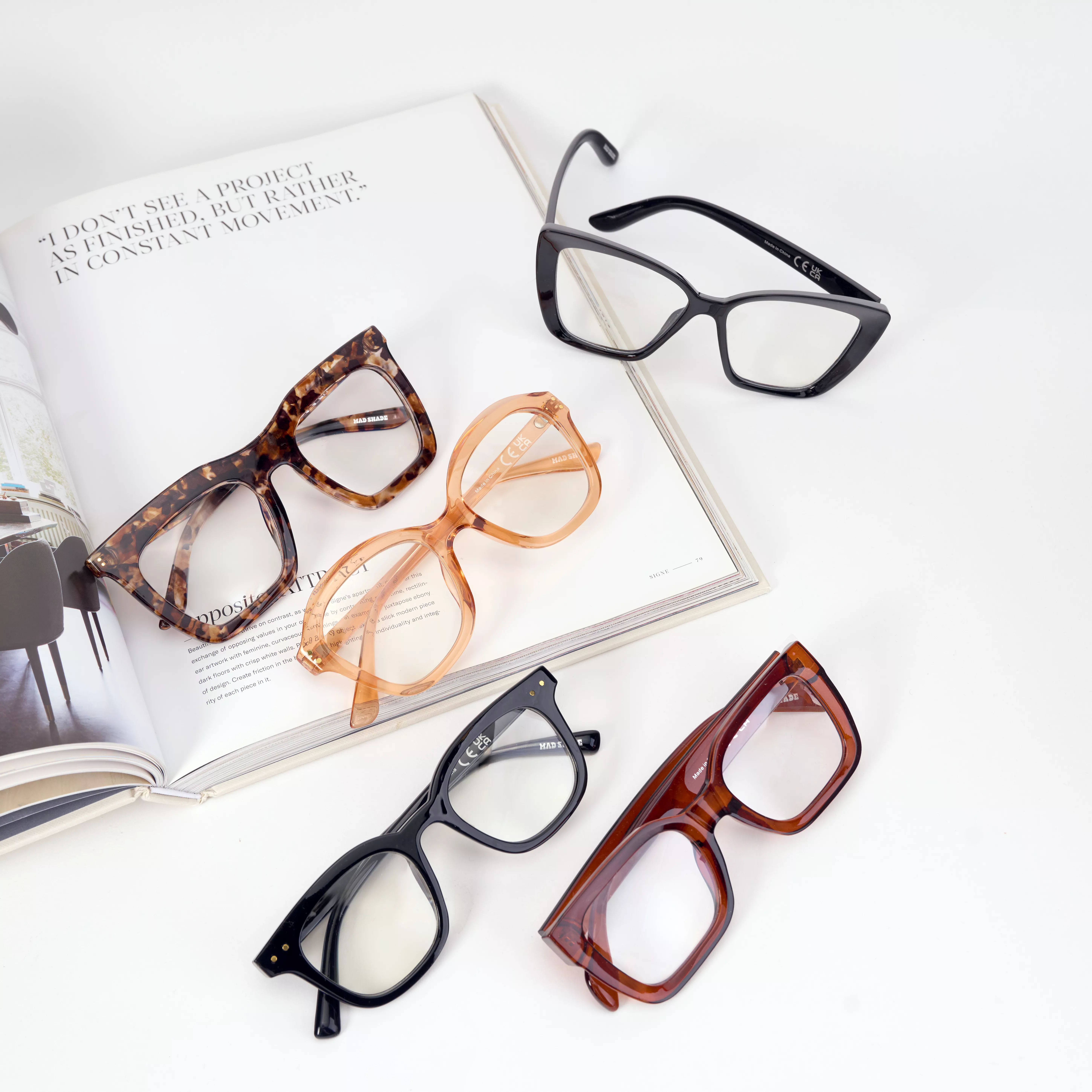 Mad Shade - Bold Black Cat Eye Frame with Clear Lens – Oversized Retro ...