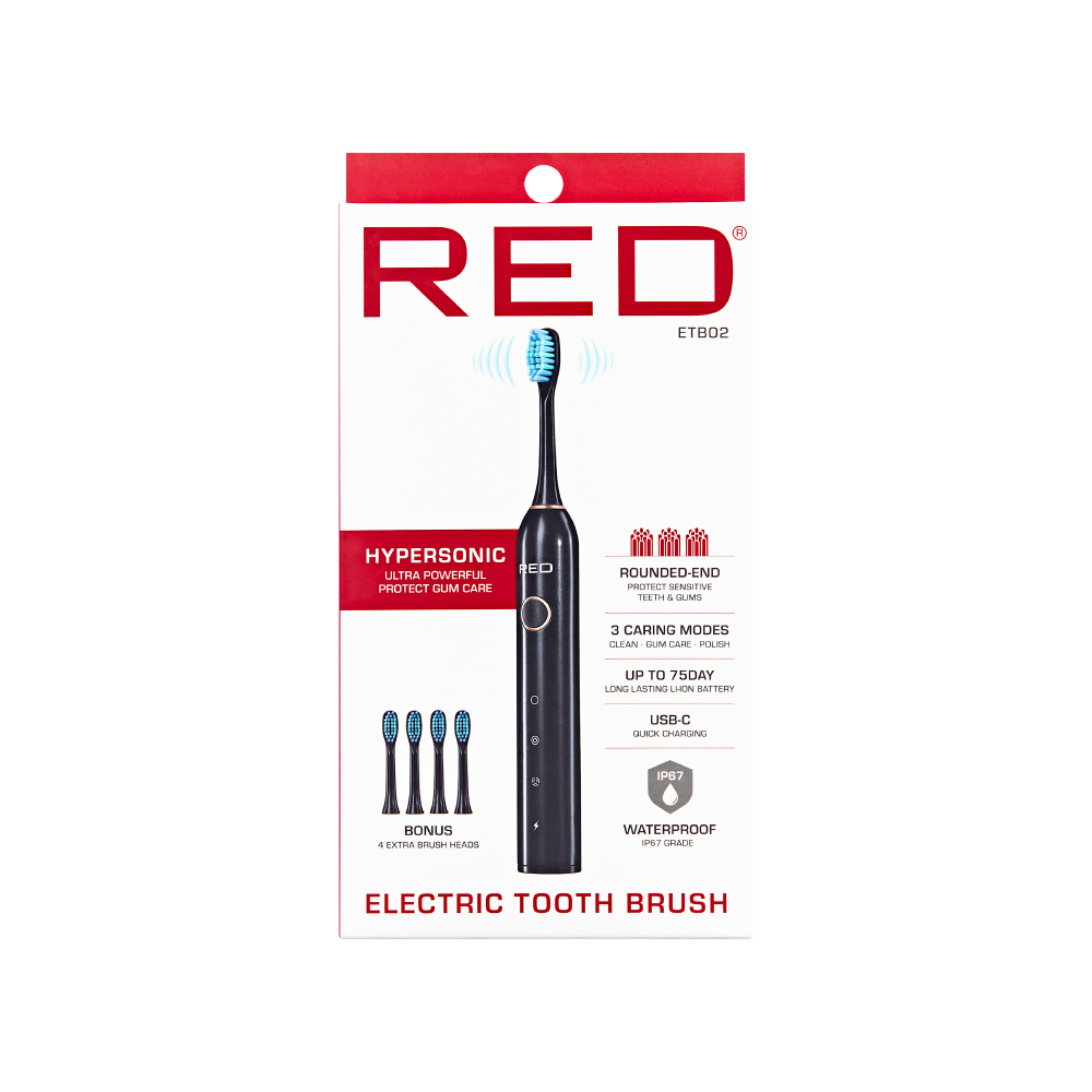 Red by Kiss - Hypersonic Sonic Electric Toothbrush – Waterproof Design ...