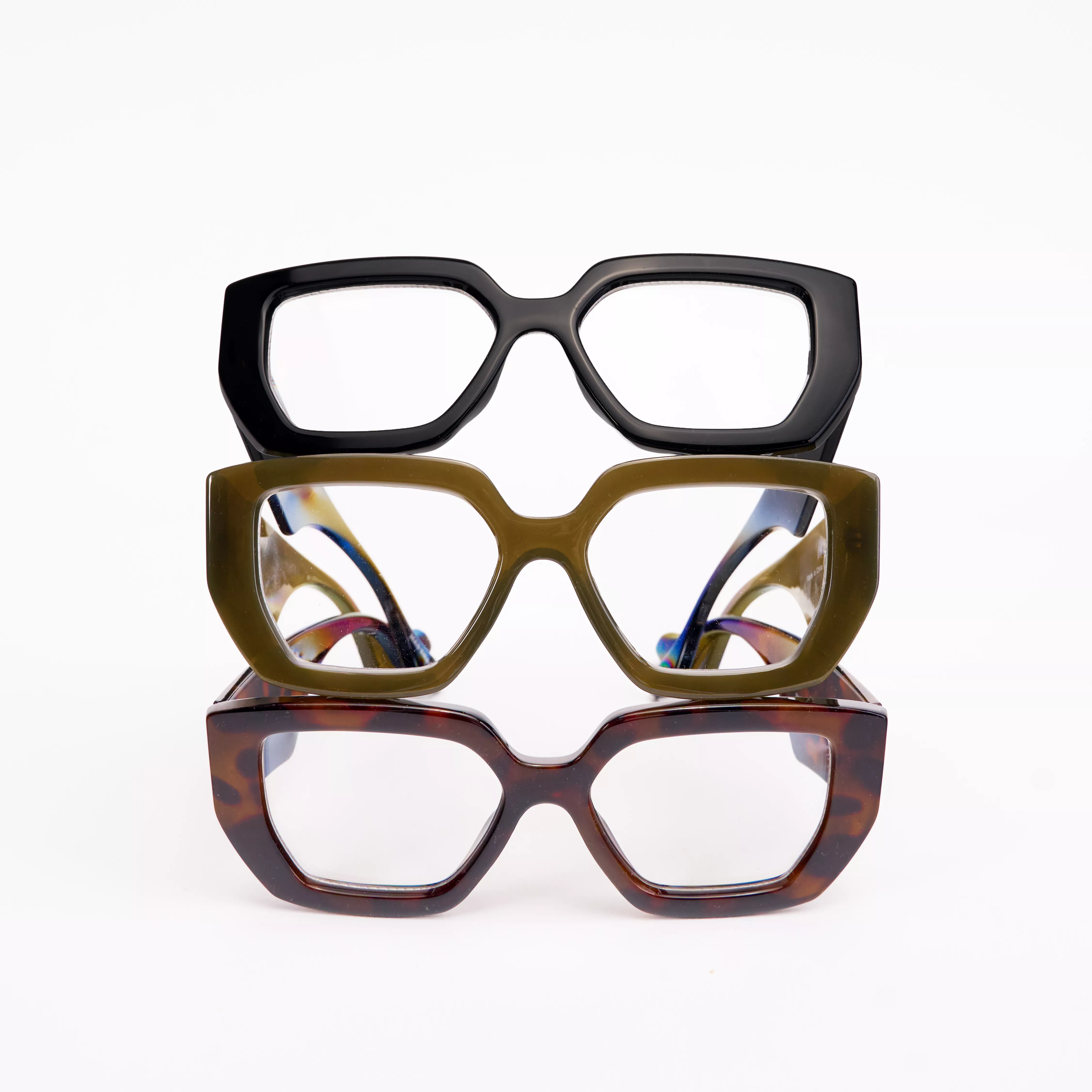 Mad Shade - Oversized Bold Sage Green Rectangle Frame with Clear Lens ...