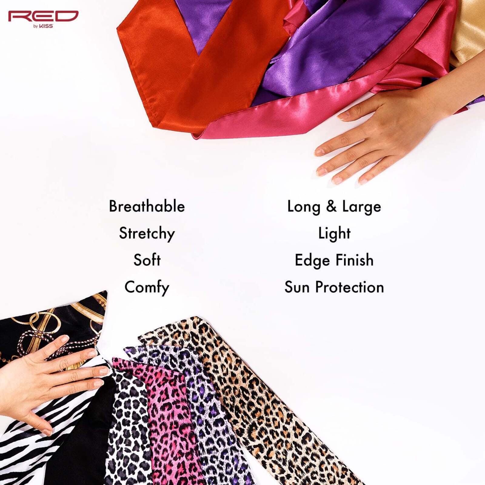 Red by Kiss - Silky Satin Wrap Scarf 60"X16"