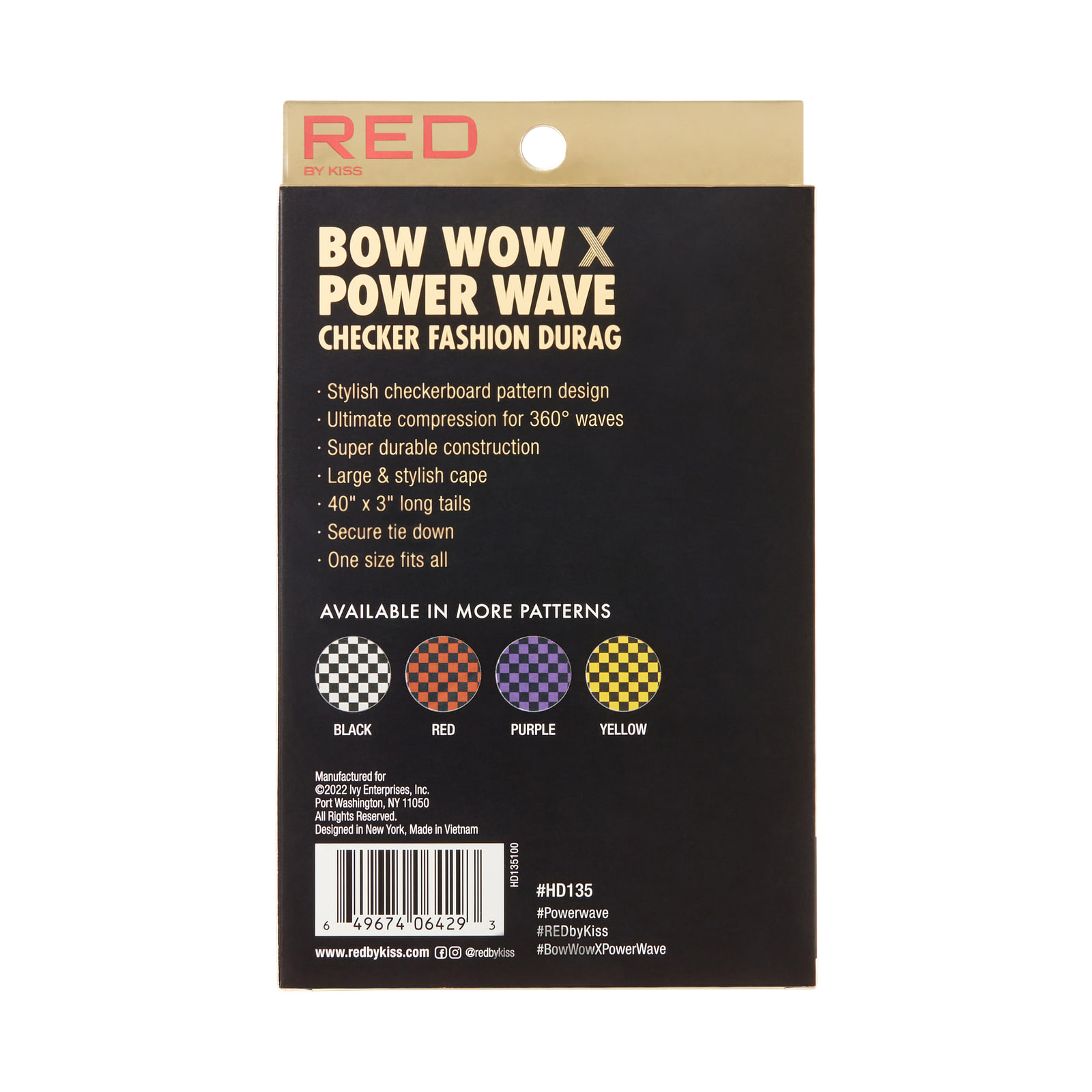 Red by Kiss - BOW WOW X Power Wave Checker Fashion Durag
