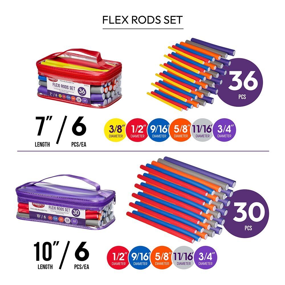 Red by Kiss - Flexi Rods 7" Length Set (36pcs)