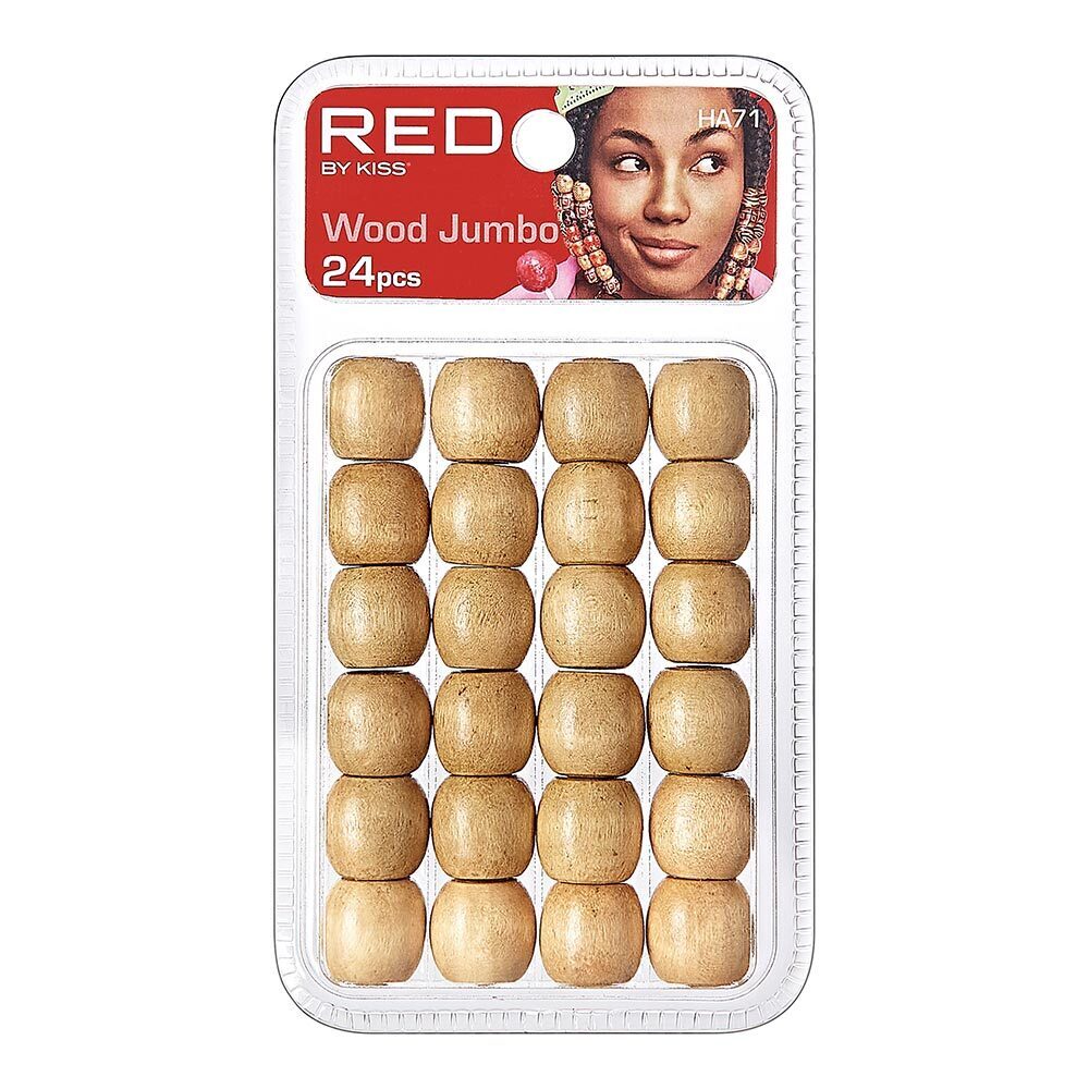 Red by Kiss - Jumbo Wood Hair Beads (24pcs)